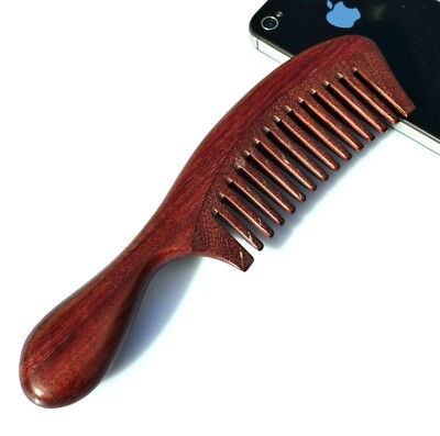 Violet Wood No-static Wide Teeth Thick Curly Hair Round Handle Wooden ...