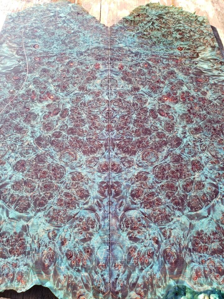 Blue maple burl dyed & stabilized top guitar top wood bass figured wood ...