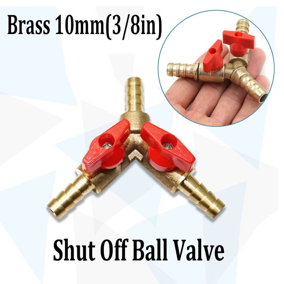 Brass Y Shut off Ball Valve for 8mm Fitting Hose Barb and Fuel Gas ...