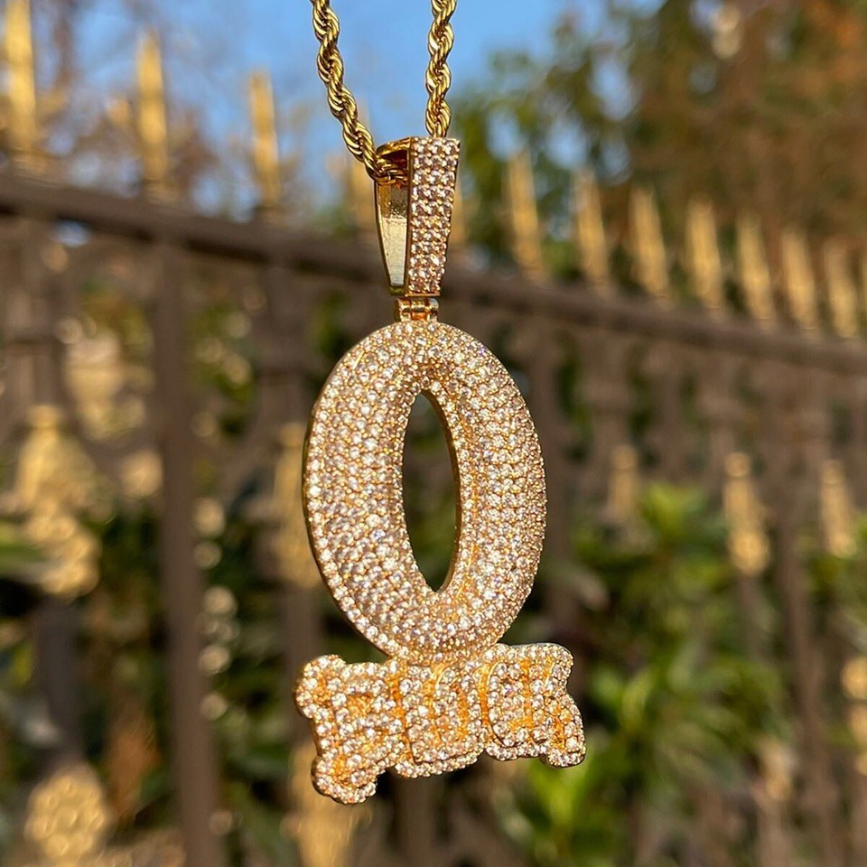 O BLOCK | HIP HOP 24K GOLD 925 SILVER ICED BLINGED OUT PENDANT CHAIN ...