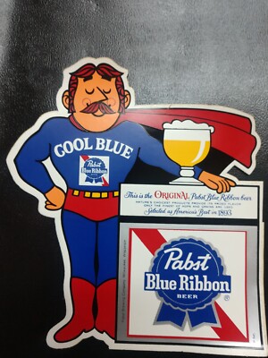 Hard to Find Pabst Blue Ribbon "Cool Blue" Advertisement Stickers | eBay