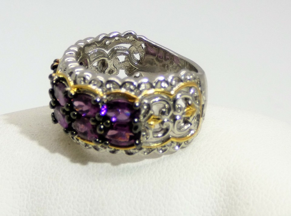 Gems en Vogue Michael Valitutti with a Double Row Purple Rhodolite Ring ...