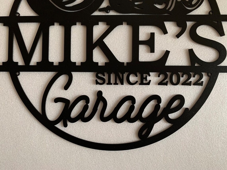 Personalized Motorcycle Garage Metal Signs, Custom Mechanic Workshop ...