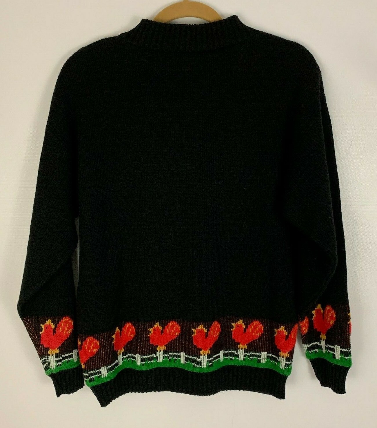 Vintage Teasers Sweater Roosters Chickens Barn Fence Sunny Farm Scene ...