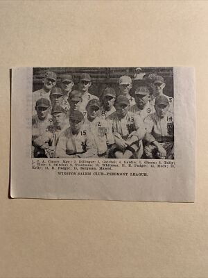 Winston Salem Twins Ernie Padgett 1921 Baseball Team Picture | eBay