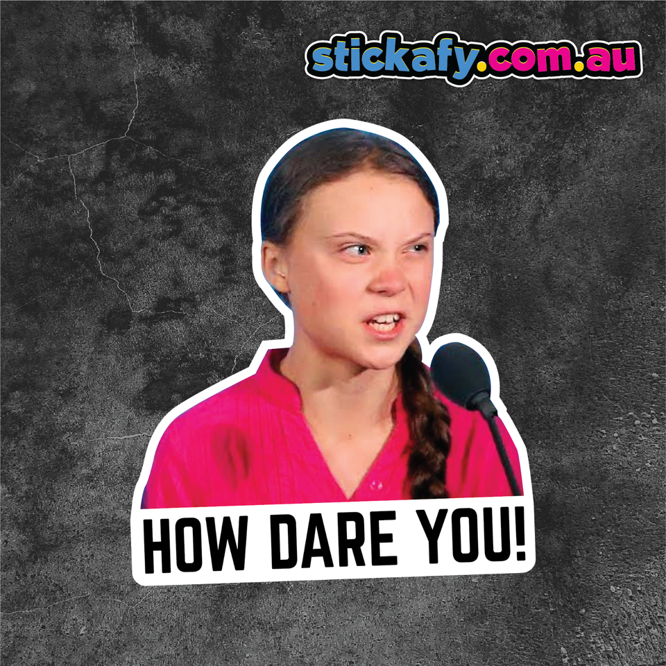 Greta Thunberg How Dare You Sticker | Vinyl Car Decal Funny Aussie Meme ...