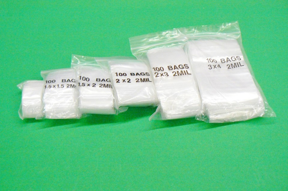 600 Bags Clear 2 mil Assorted Reclosable Bags Small Size Assortment ...