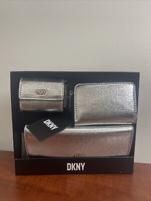 Dkny Lumen 3 Piece Wallet Set in Gift Box SILVER | eBay