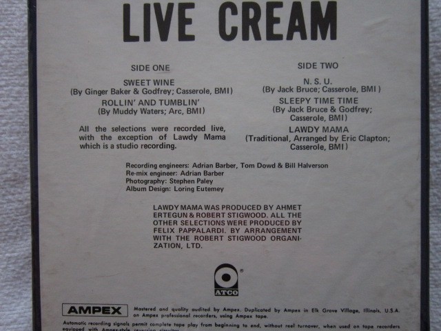 CREAM "LIVE CREAM" Reel to Reel Tape 3 3/4 IPS Atco X 328 SEALED | eBay