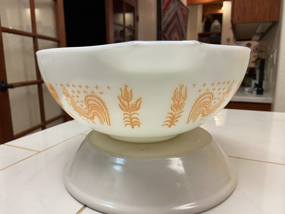 VINTAGE PYREX # 444 ORANGE AMISH BUTTERPRINT CINDERELLA BOWL 4 QT | eBay