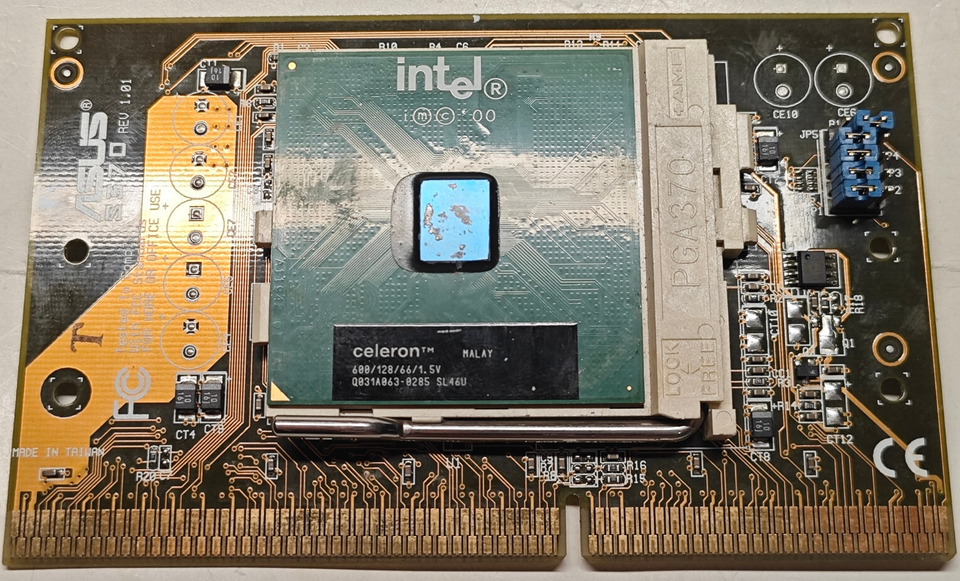 Asus S370 Rev 1.01 Socket 370 FC-PGA converter board + Celeron II CPU ...