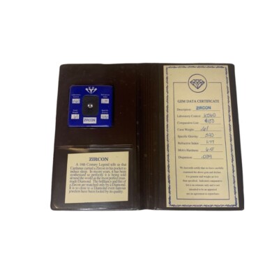 Gem Data Certificate Zircon Gemstone 0.61 Carats Folder and COA Vintage ...