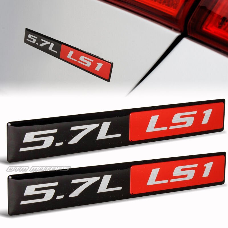 2x Universal Red / Black 5.7L LS1 Aluminum Adhesive Decal Emblem Badge ...