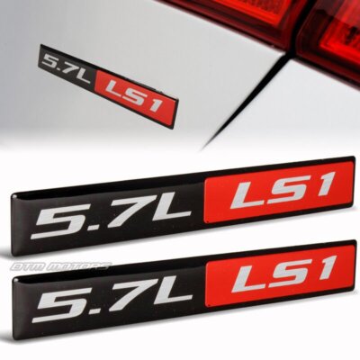 2x Universal Red / Black 5.7L LS1 Aluminum Adhesive Decal Emblem Badge ...