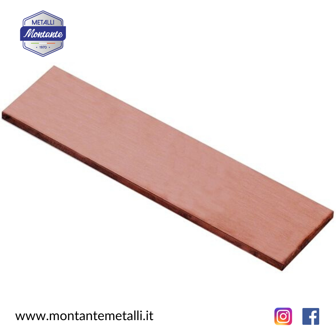 Barra Piatta Liscia in Rame Da 10 a 100 mm in Diverse Lunghezze e ...