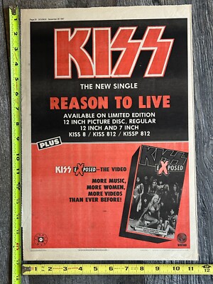 KISS Ad Advert Kiss Reason To Live Vinyl Kiss Exposed 1987 UK 11x17 ...