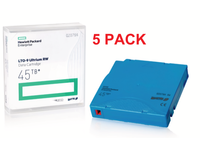 HP / HPE LTO9 Tape Cartridge (5 PACK) #Q2079A Ultrium 45TB with Barium ...