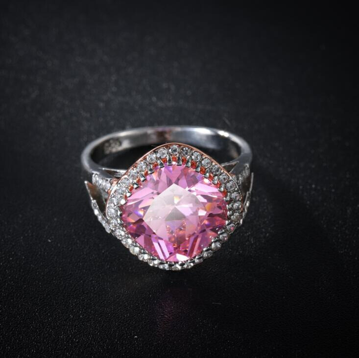 Sparking Square Pink Kunzite Gemstone Silver Rings Size 6~10 Holiday ...