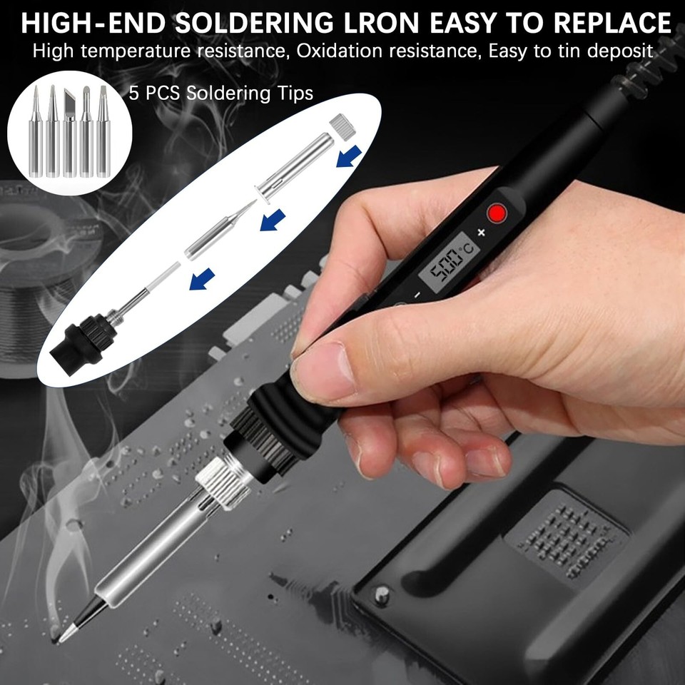 Soldering Iron Heat Set Insert Tool, 80W 110V LCD Digital Soldering ...