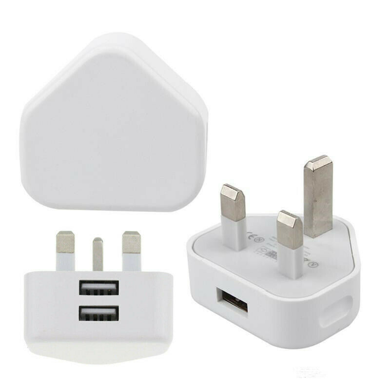 UK Plug 3-Pin USB Plug Adapter Charger Wall Socket USB Ports For Phones ...