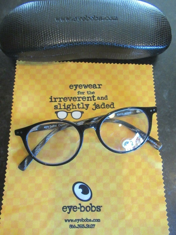NEW Readers EYE BOBS Eyeglasses CASE CLOSED 2419 +2.25 Black Horn Frame ...
