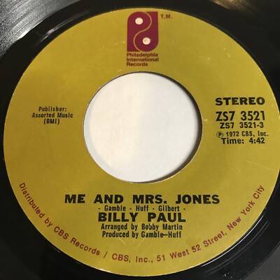 BILLY PAUL Me and Mrs. Jones /Your Song Philadelphia International 7 ...