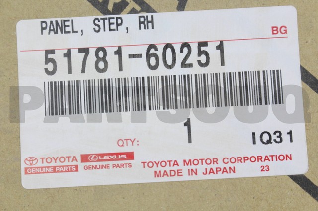 5178160251 Genuine Toyota PANEL, STEP, RH 51781-60251 | eBay