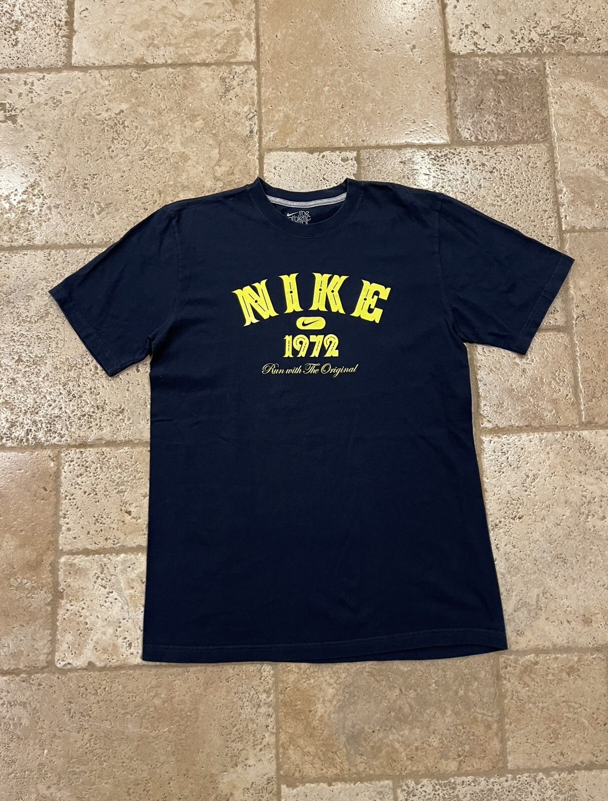Vintage Nike Navy / Yellow 1972 Logo Short Sleeve Tee - Gem