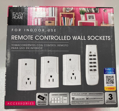 Easy Home Remote Controlled Electrical Wall Sockets 3 Pack with Remote ...
