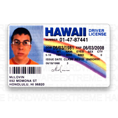 McLovin Superbad Novelty Driving Licence Fake ID Card Film Prop Exact ...