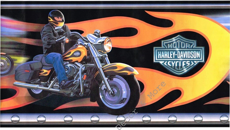 Genuine HARLEY DAVIDSON Motorcycles Bikers Orange Flames Wallpaper ...
