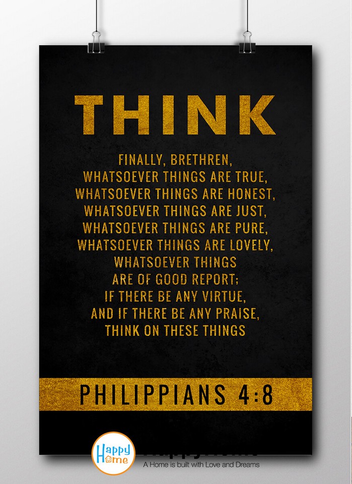 Philippians 4:8 Think Bible Verse Wall Art Bible Christian Poster Wall ...