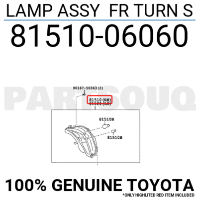 8151006060 Genuine Toyota LAMP ASSY FR TURN S 81510-06060 | eBay