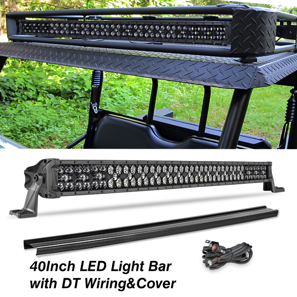 40/42 Inch LED Work Light Bar Tri Row Spot Flood Combo Truck Offroad ...