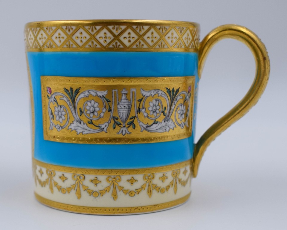 Minton England Museum Quality Hand Painted Raised Gold Turquoise Cup ...