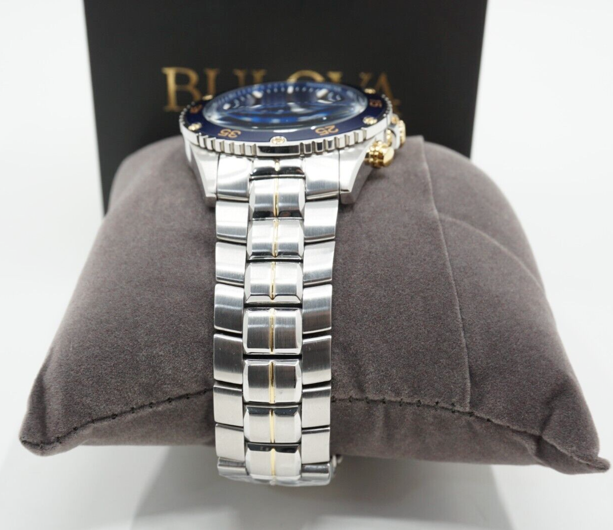Bulova Marine Star 98B400 Chrono Stainless Steel Silver Blue Dial Men ...