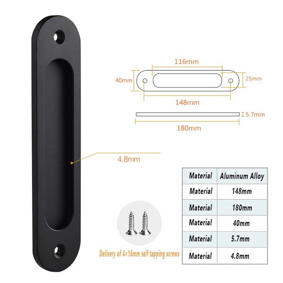 Inset Sliding Door Handle Rectangular Recessed Flush Door Handles For ...