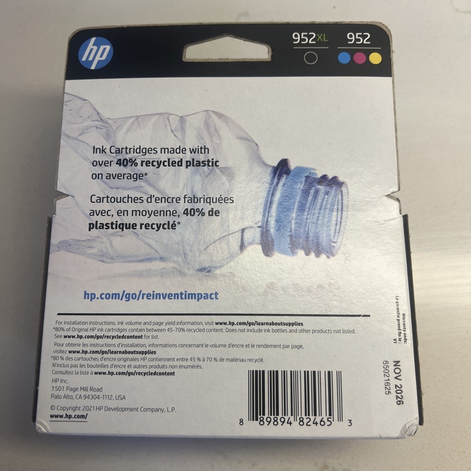 HP 952XL Black & 952 Color Ink Combo Pack of 4 ink cartridges Exp 11/ ...