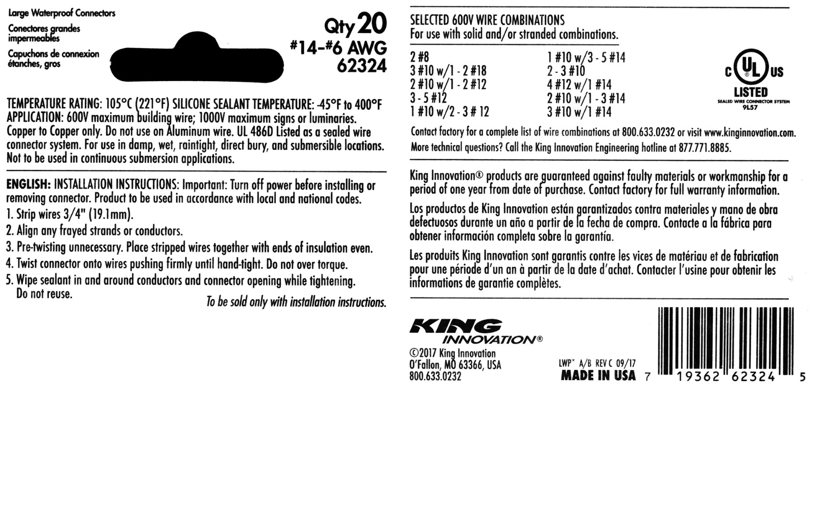 DryConn Aqua Outdoor Waterproof Silicone Wire Connectors, Small/Medium ...