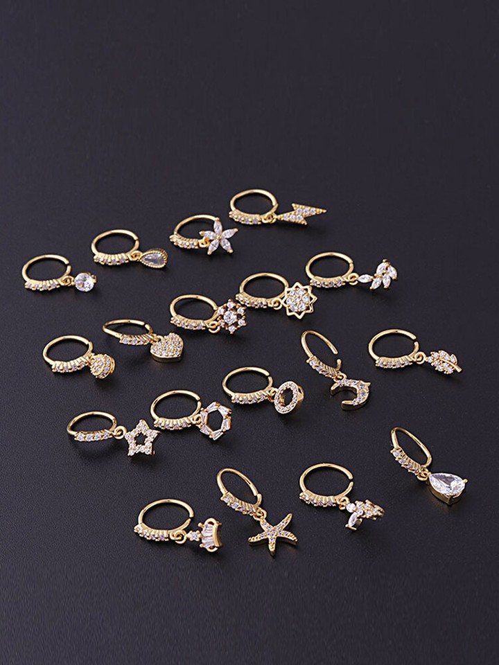 Zirconia Crystal Earring nose lip Cartilage Hoop Septum body Piercing ...