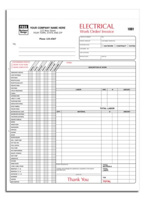 1000 Electrical Work Order Invoices / Nebs Deluxe No. 6520 / 3 Part ...