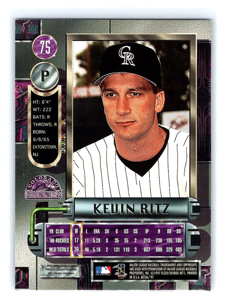 1997 Fleer Skybox Metal Universe Kevin Ritz Colorado Rockies #75 | eBay