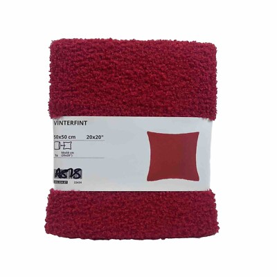 Ikea VINTERFINT Pillow Cushion Cover 20" x 20" Red Fuzzy Soft Pillow | eBay