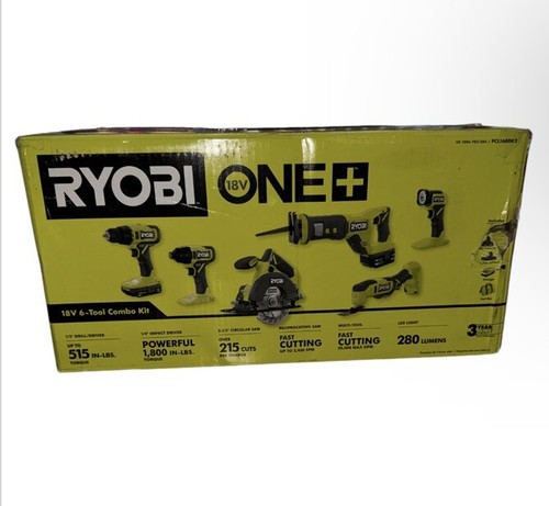RYOBI ONE+ 18V Cordless 6-Tool Combo Kit [1.5Ah & 4Ah Battery ...