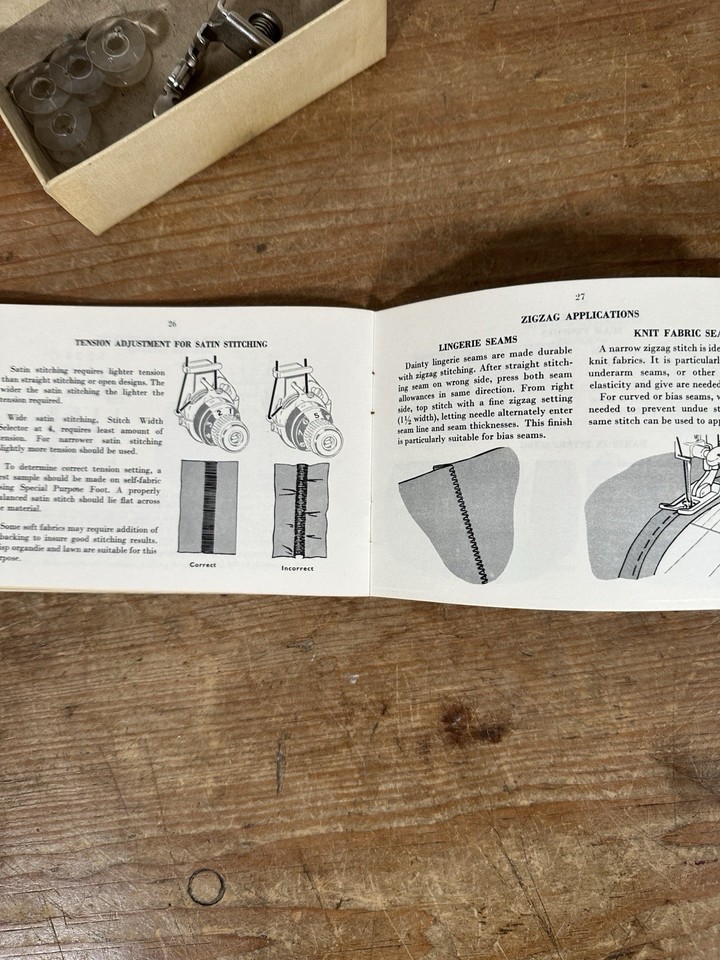 Vintage Singer 337 Sewing Machine Instruction Manual, Box & Zipper Foot ...