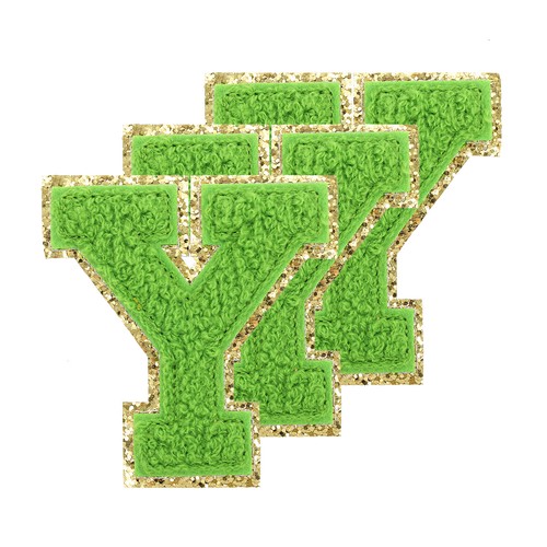 Chenille Letters Y Patches Large Size 80mm/3.15 Inch Golden Glitter ...