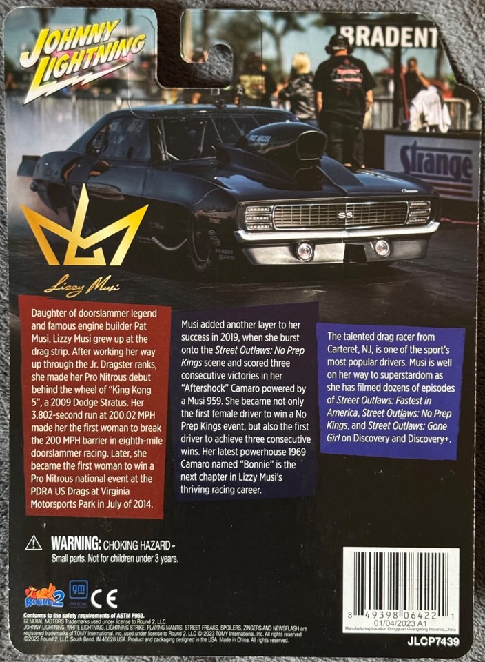 Lizzy Musi Street Outlaws Johnny Lightning "Bonnie" 69 Camaro 1:64 ...