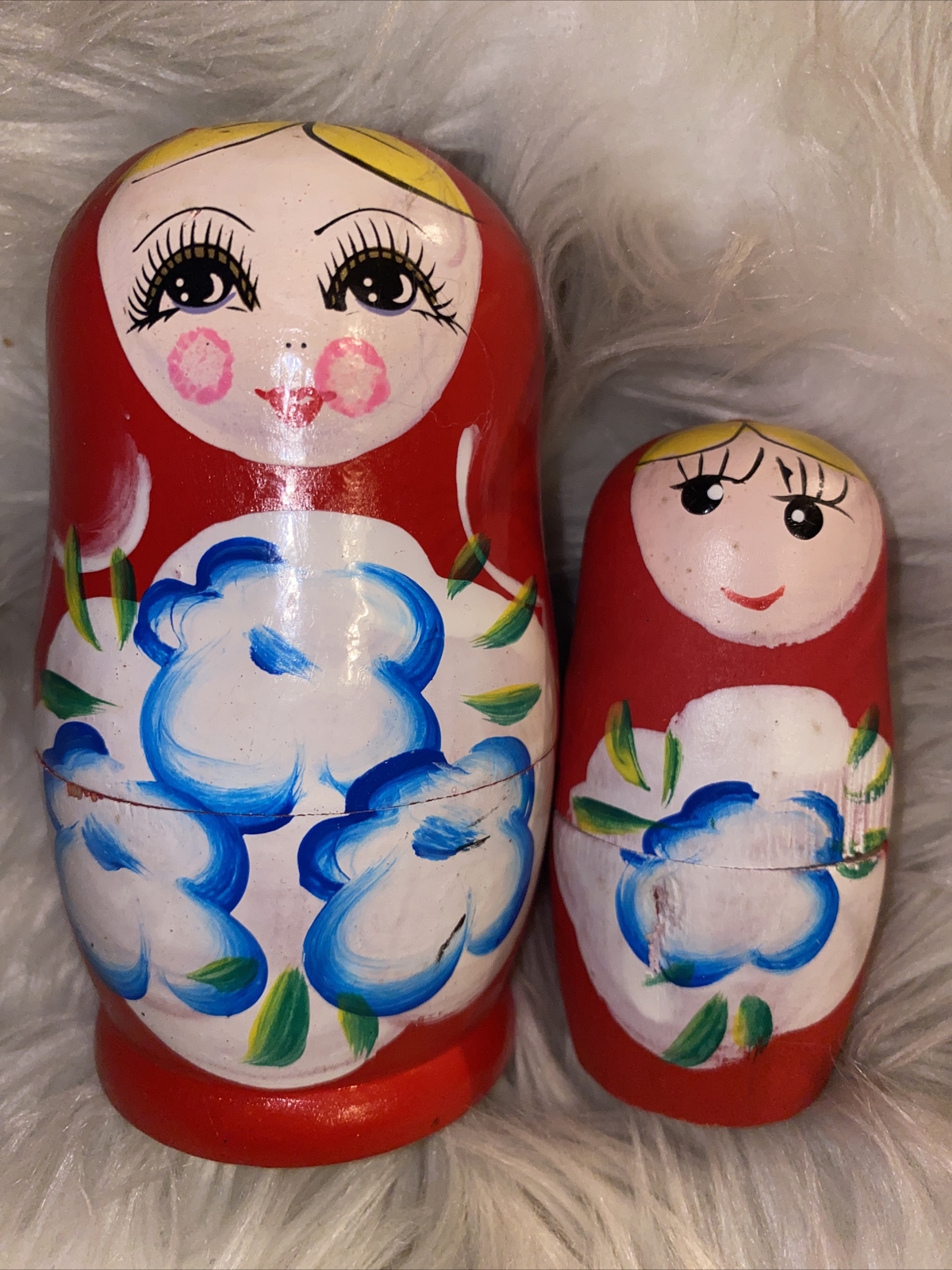 Vintage Russian Matryoshka Doll Babushka Nesting Blue Floral Design 2 ...