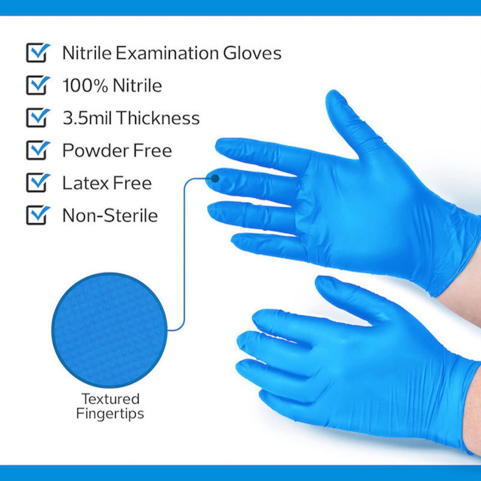 Lydus 4 Mil Latex Free Nitrile Textured Fingertip Exam Gloves Large ...