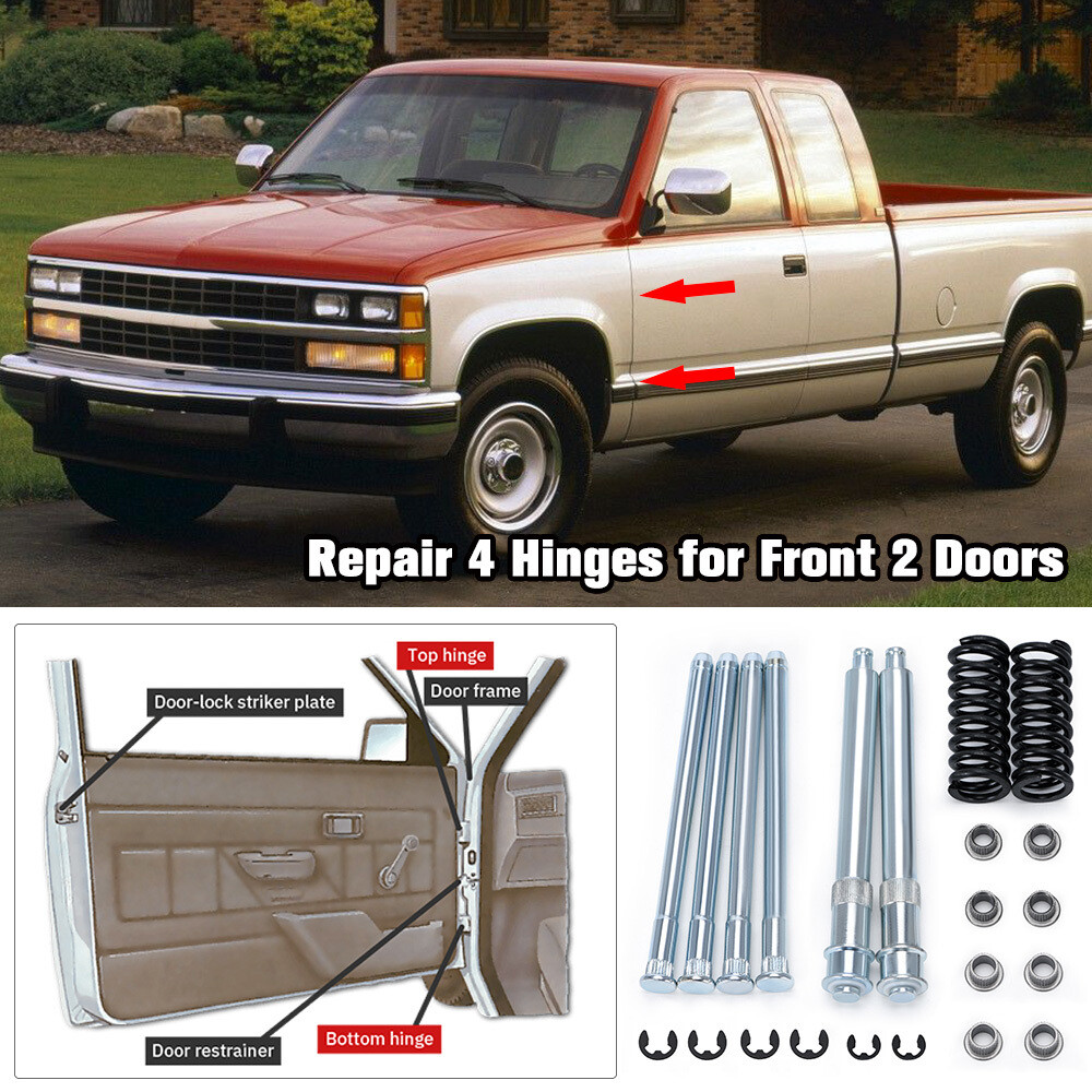 Silver Front Door Hinge Pin Bushing Spring Set for Chevy GMC Pickup ...